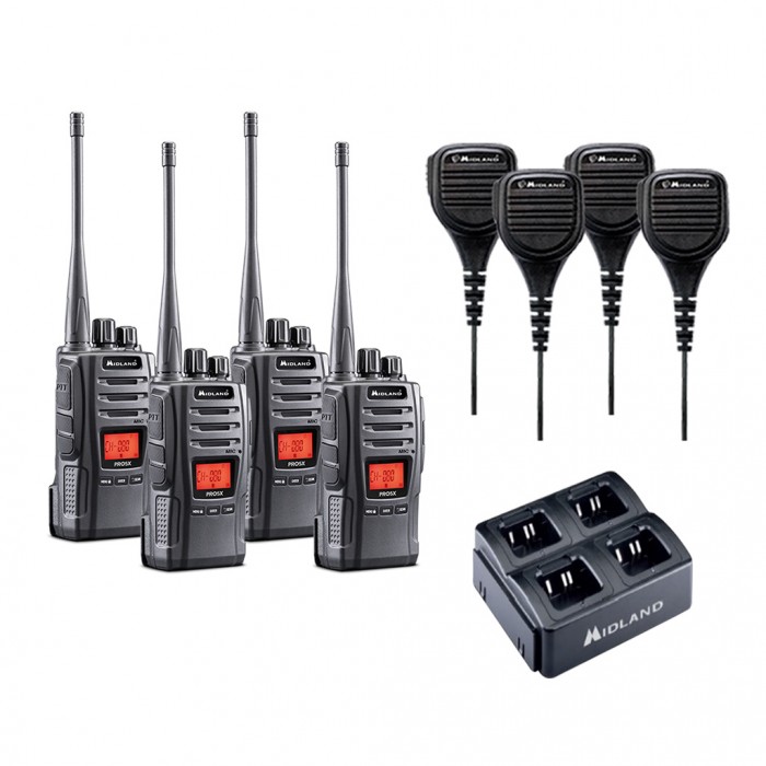 Midland PRO5X-4 UHF CB Tradies 4 Pack IP54 5W LMR Hybrid
