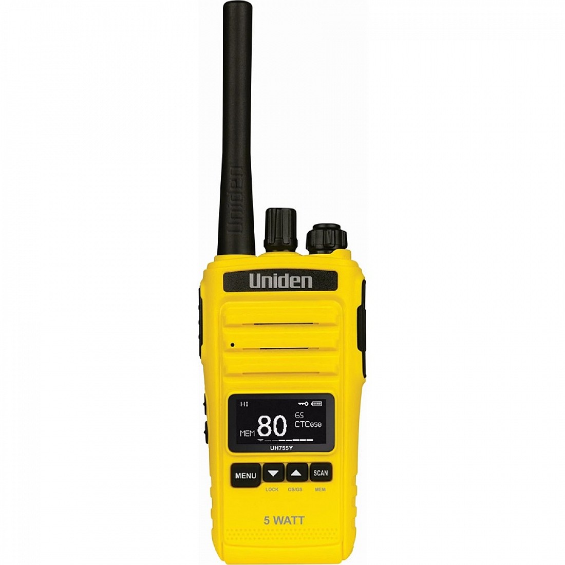 Uniden UH755Y 80 CH 5 Watt UHF CB Splashproof Handheld Radio